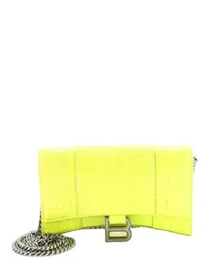 Balenciaga Hourglass Chain Wallet Crocodile Embossed - Green