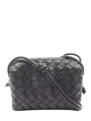 Bottega Veneta Mini Lambskin Intrecciato Loop Camera Crossbody Bag - Black