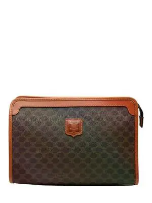 Celine 2005 Macadam Coated Canvas Clutch - Brown
