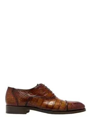 Magnanni Lace-up Crocodile-effect Oxford Shoes - Brown