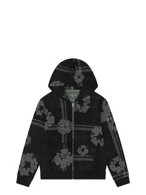 DENIM TEARS Patterned Zip-up Hoodie - Black