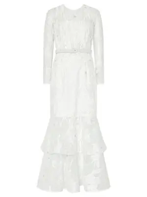 MILLY Anna Grand Fleur Maxi Gown - White