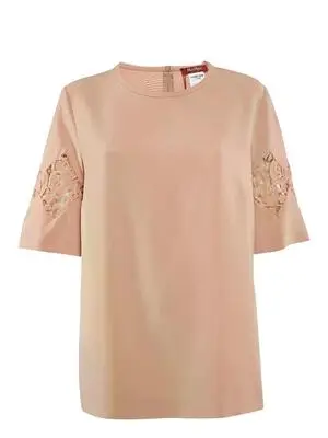 Max Mara Lace-sleeve Top - Neutrals