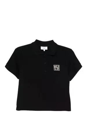 Maison Kitsuné Logo Stamp Cropped Polo - Black