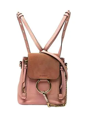 Chloé Mini Calfskin And Suede Faye Backpack - Pink