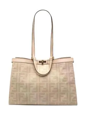 Fendi Zucca Embroidered Canvas Peekaboo X Tote Satchel - Brown