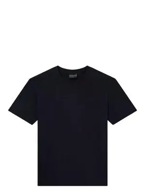 Emporio Armani Slim-fit T-shirt In All-over Micro-eagle Jacquard Jersey - Black