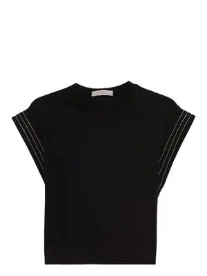 D.exterior Embellished Sleeveless Top - Black