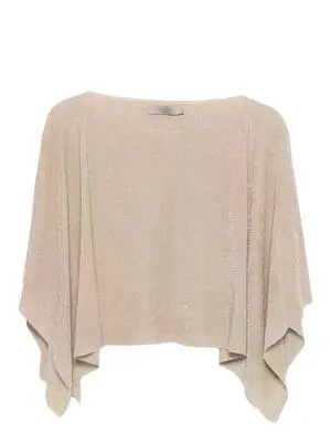 D.exterior Metallic Draped Top - Neutrals