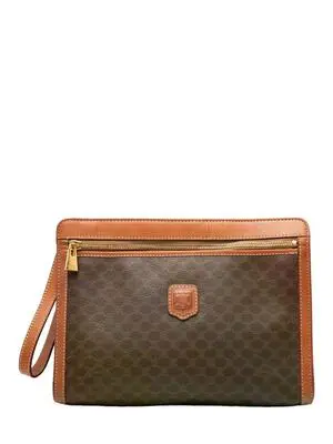 Celine 1995 Macadam Coated Canvas Clutch Bag - Brown