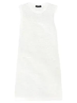 Fabiana Filippi Crew-neck Sleeveless Mini Dress - White