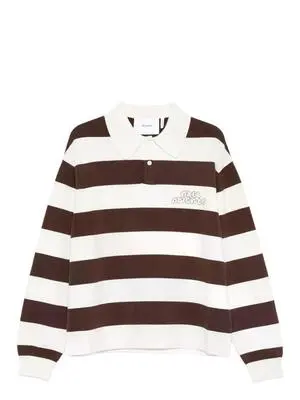 Axel Arigato Rey Striped Embroidered-logo Polo Shirt - Brown