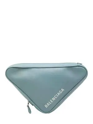 Balenciaga 2003-2022 Medium Leather Triangle Clutch - Blue