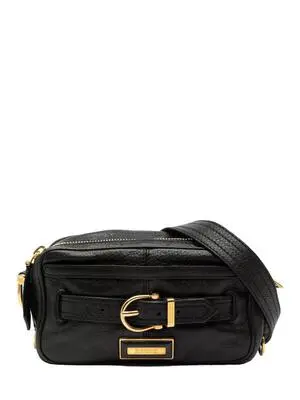 Burberry Leather Front Belt Crossbody Bag - Black