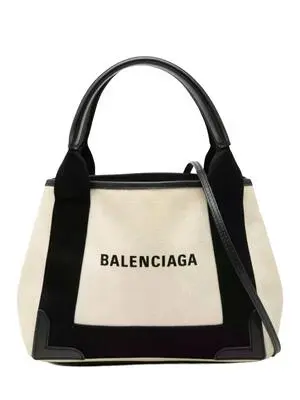 Balenciaga 2018-2026 Canvas Navy Cabas Xs Satchel - Black