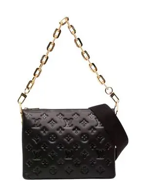 LOUIS VUITTON Monogram Embossed Lambskin Coussin Pm - Black