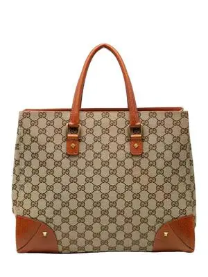 Gucci Gg Canvas Nailhead Handbag - Brown