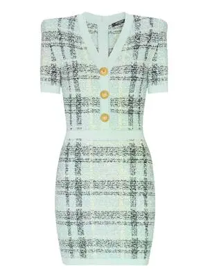 Balmain Glittered Tweed Minidress - Green
