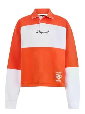 Dsquared2 College Rugby Fit Color Block Polo Shirt - Orange