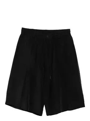Y3 Drawstring Pleated Shorts - Black