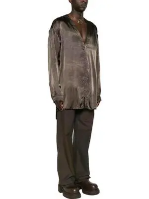 Rick Owens Concordian V-neck Shirt - Brown
