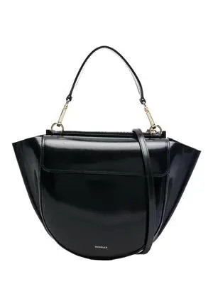 WANDLER Hortensia Small Flap Tote Bag - Black