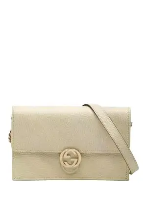 Gucci Interlocking G Calfskin Wallet On Chain Crossbody Bag - Brown
