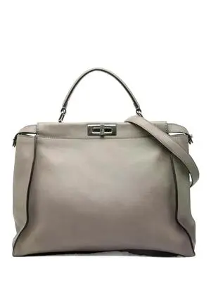 Fendi 2008-2010 Large Leather Peekaboo Satchel - Brown