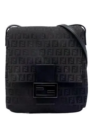 Fendi Zucchino Canvas Crossbody Bag - Black