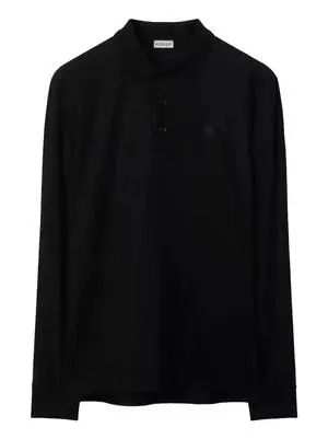 Burberry Long-sleeve Cotton Polo Shirt - Black