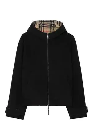 Burberry Reversible Wool Hooded Jacket - Black