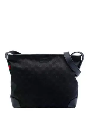 Gucci Gg Canvas Web Crossbody Bag - Black