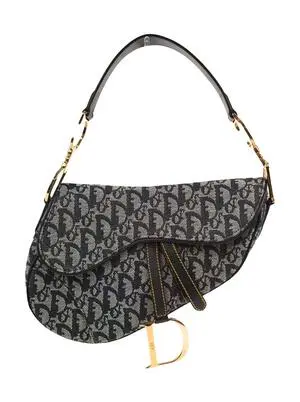 Dior 2003 Saddle Oblique Jacquard Tote Bag - Blue