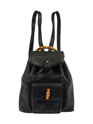 GUCCI 1990s Bamboo Leather Backpack