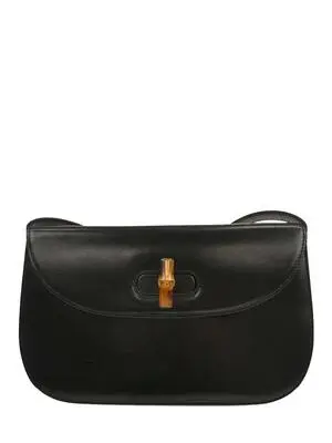 Gucci 1990s Bamboo Leather Shoulder Bag - Black