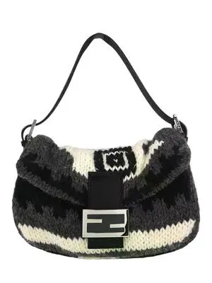 Fendi 1990-2000s Knitted Baguette Handbag - Grey