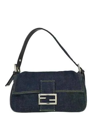 Fendi 2009 Denim Baguette Handbag - Blue