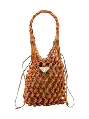 Prada Small Suede Macrame Noue Shoulder Bag - Brown