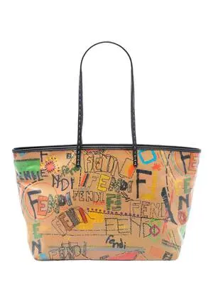 Fendi 2010-2026 Medium Multicolore Graffiti Roll Tote Bag - Brown