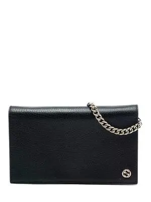 Gucci Leather Betty Wallet On Chain Crossbody Bag - Black