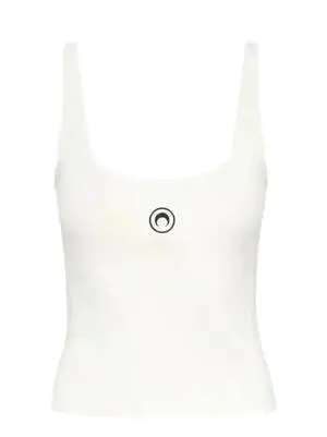 MARINE SERRE Moon-logo Ribbed Tank Top - White
