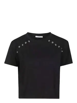 Patrizia Pepe Eyelet-embellished T-shirt - Black