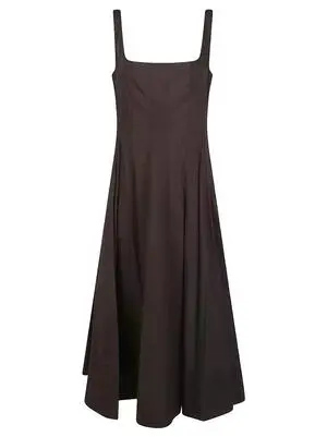 Staud Square-neck Sleeveless Midi Dress - Brown