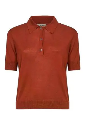 BLANCA VITA Knitted Polo Top - Orange