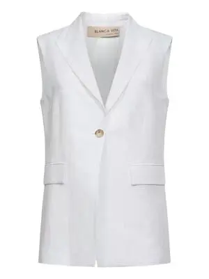 BLANCA VITA Button-flap Sleeveless Jacket - White