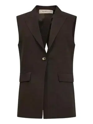 BLANCA VITA Peak-lapel Sleeveless Jacket - Brown