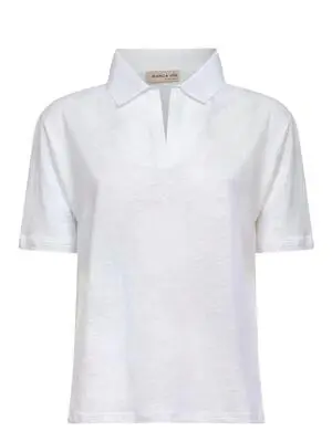 BLANCA VITA V-neck Short-sleeve Polo Shirt - White