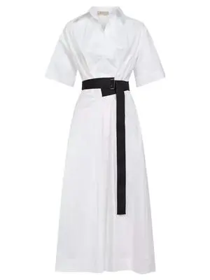 BLANCA VITA V-neck Belted Dress - White