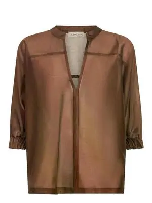 BLANCA VITA V-neck Kimono Blouse - Brown