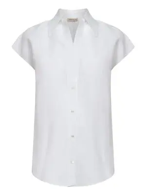 BLANCA VITA Short-sleeve Button-down Shirt - White